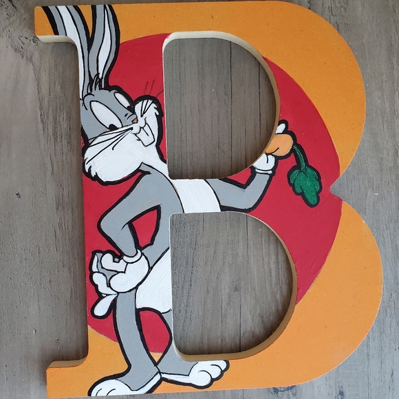 Warner Bros. | Accents | Hand Painted Bugs Bunny Letter Art Looney ...
